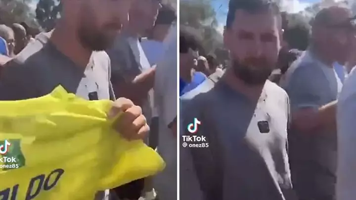 📹Фанат пытался сфотографироваться с Месси на фоне майки Роналду ...